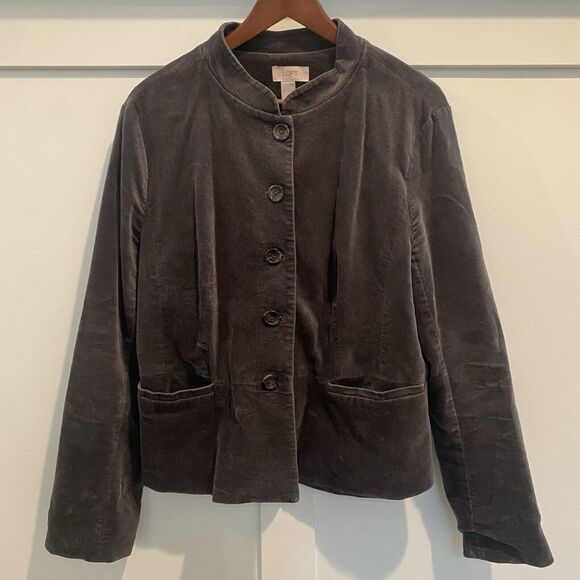 LOFT | Jackets & Coats | Loft Velvet Blazer Womens 4 Grey Mandarin ...